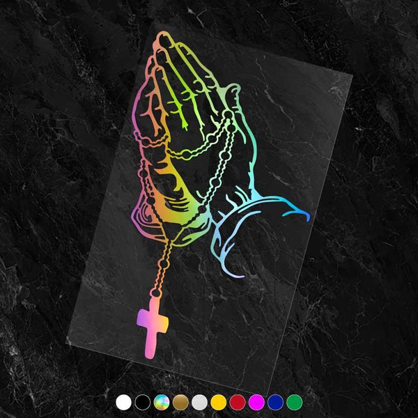 1PC Pearl Rosary God Jesus Christ Universal Car Stickers Art Automobile ...