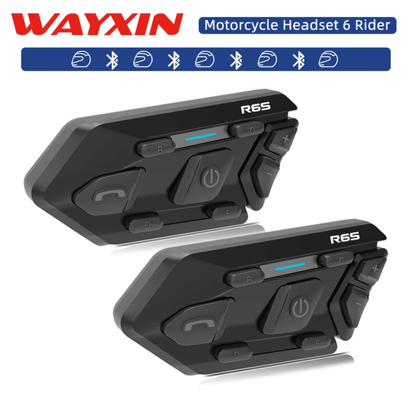 WAYXIN R6s Helmet Headset Motorcycle Intercom Waterproof Bluetooth 5.0 ...