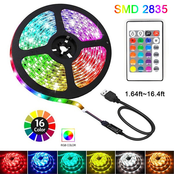 USB Powered DC 5V RGB Color Led Strips Remote Control Lights 2835 Led ...