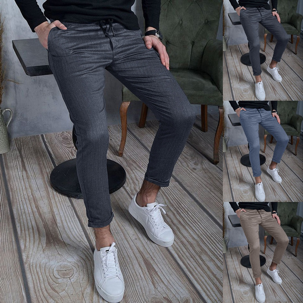Men's Pants Street Wear Clothing Casual Trousers Fashion Slim Fit ...