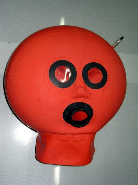 Natural Latex Rubber Red Double Inflatable Mask Hood Halloween Uniform ...