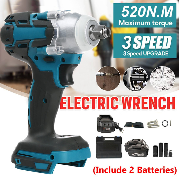 1/2" Driver 18V Cordless Impact Wrench Brushless 520N.M Electric Drill ...