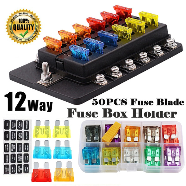 12 Ways Blade Fuse Box Holder Modified Fuse Box Terminal Block with LED ...