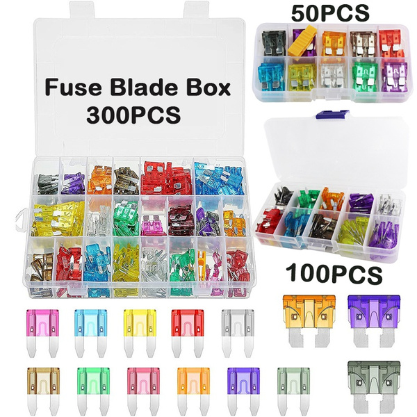 300/100/50PCS Zinc Car Fuse Box Mini/Small/Medium Car Fuses Power-off ...
