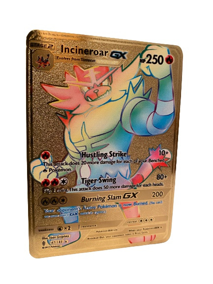 Pokemon Incineroar Custom Metal Gold Card | Wish