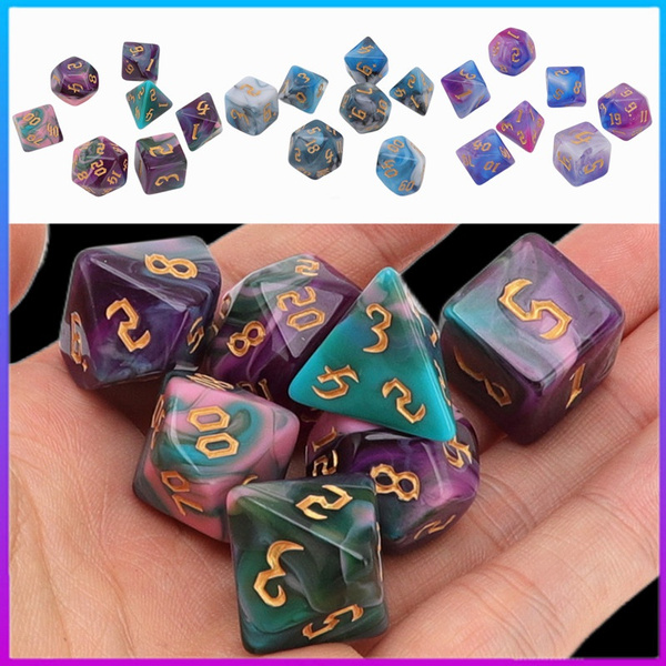 7pcs Dice Set Polyhedral Acrylic Dice Table Multi Color Gaming Dice | Wish