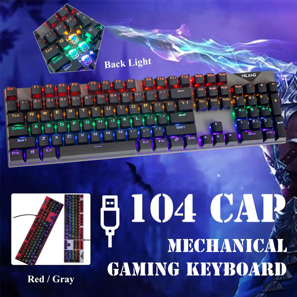 Mechanical Keyboard USB Wired Gaming Blue Switch 104keys Anti-Ghosting ...