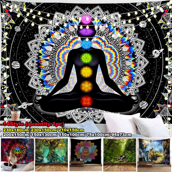 Seven Chakra Tapestry Mandala Tapestry Trippy Black and White Tapestry ...