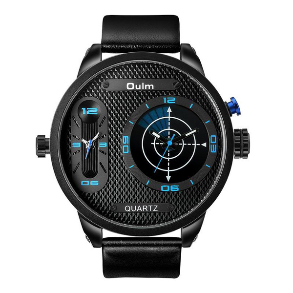 New Fashion Men's Watch Quartz Men's Watch Dual Time Zone Large Dial ...