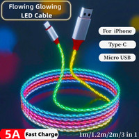 5A Flowing Glowing Light LED Data USB Cable Fast Charge Data Cable ...
