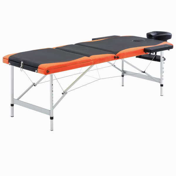 Massage table foldable 3 zones aluminum black and orange Massagetisch ...