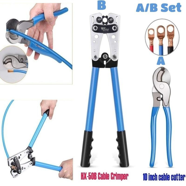 Newest Battery Cable Lug Crimping Tool AWG 1/0, 2, 4, 6, 8, 10 Ratchet ...
