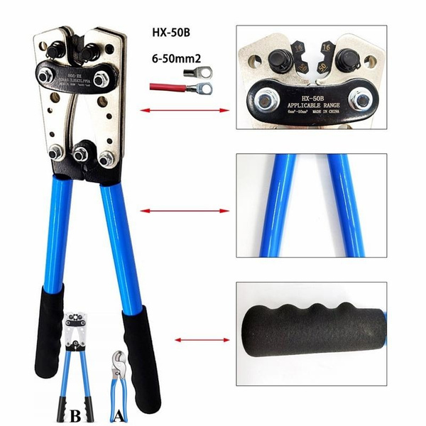 Battery Cable Lug Wire Crimper and Cable Cutter for 0, 1, 2, 4, 6, 8 ...