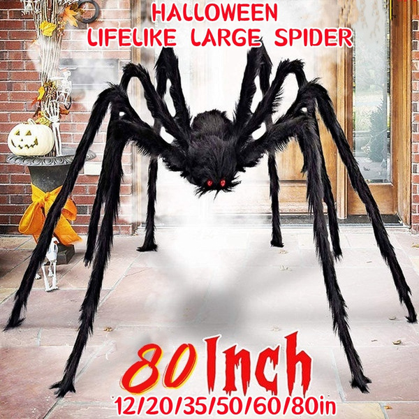 Halloween Party 12/20/35/50/60/80 Inch Lifelike Large Spider Plush Fake ...