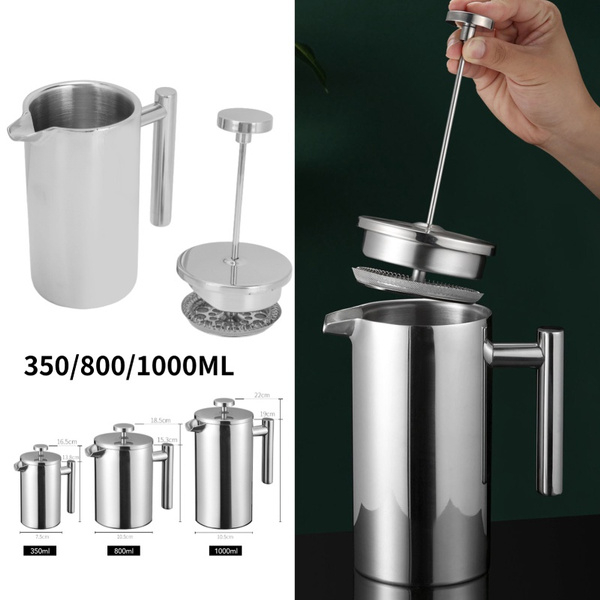 French Press Pot Stainless Steel Double Layer Portable French Press ...