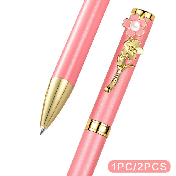 1PC/2PCS Exquisite Ballpoint Pen, Pearl Flower Signing Pen Metal Copper ...
