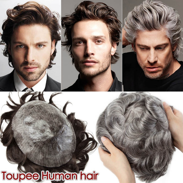 6inch Men Toupee Human Hair Wig Medium Length Hair Wigs For Men | Wish