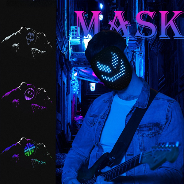 Halloween Led Adult Light-up Mask Gesture Control Face Changing, Apply ...