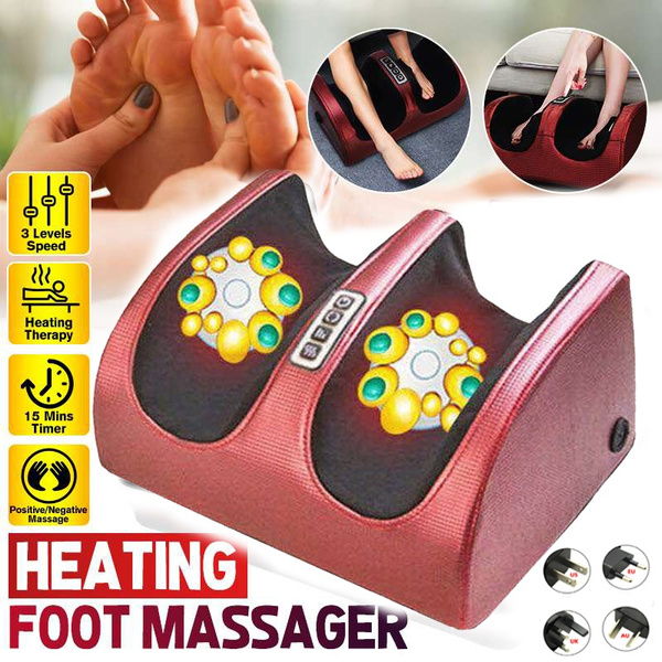 Electric Foot Massager Kneading Deep Tissue Relax Heated Roll Legs Feet ...