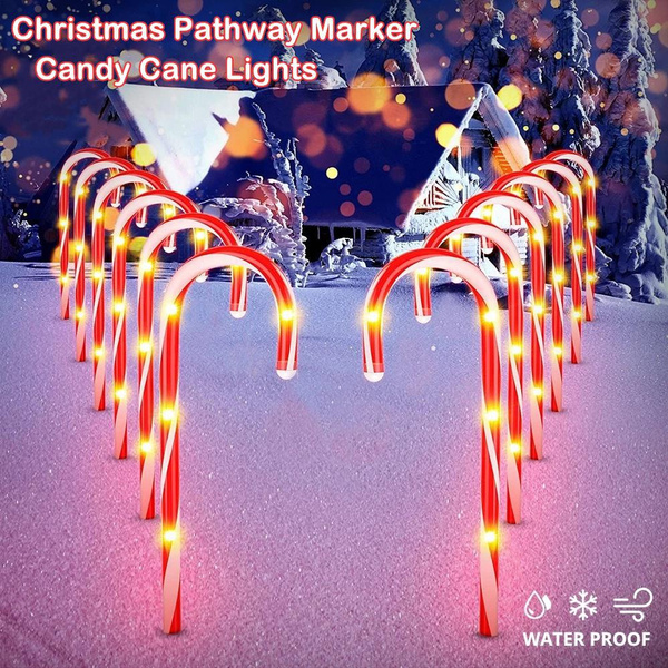 Christmas Candy Cane Lights Outdoor Pathway Marker Landscape Light ...
