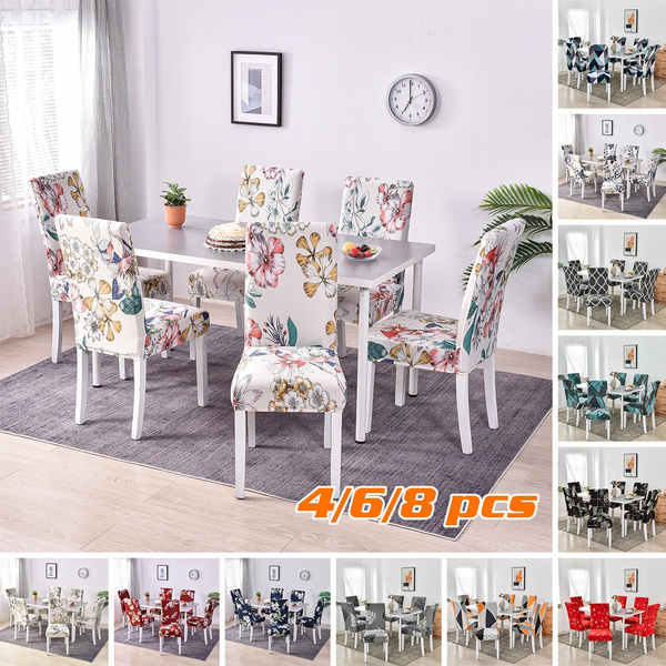 Printed Removable Washable Short Dining Chair Covers Dining Room Decor ...
