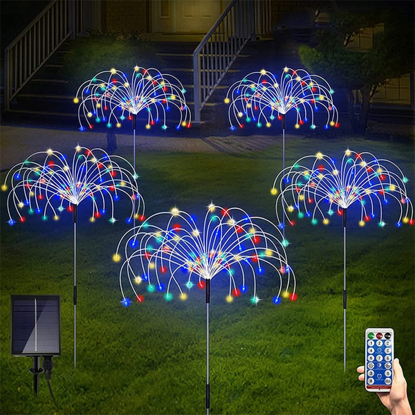 LED Solar Fireworks Lights Waterproof Outdoor Dandelion DIY Shape Lamp Flash String Fairy Lights ...