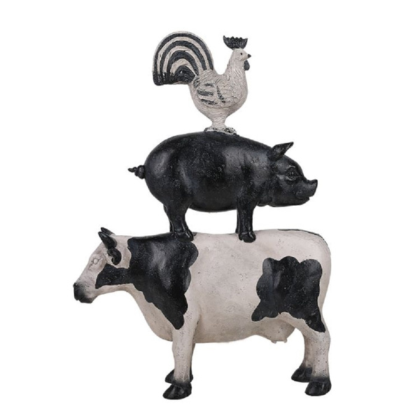 Cow Pig and Chicken Stacked Farm Animals Figurine | Wish