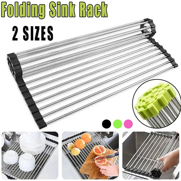 Roll up Dish Drying Rack Over The Sink Kitchen Adjustable Insulation ...