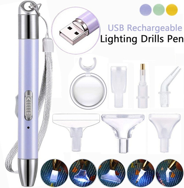 USB Rechargeable 5D Diamond Drawing Point Drill Pen Set Square/round ...