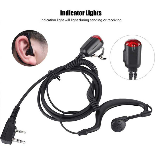 2 PIN Mic PTT Covert Acoustic Tube In-ear Earpiece for Kenwood Baofeng ...