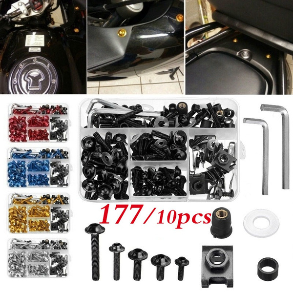 177pcs/10pcs Motorcycle Fairing Bumper Panel Screw Bolts Fastener Clips ...