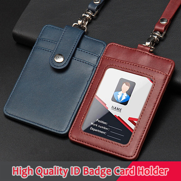 Snap Closure Cards Bags Staff Office Worker Student Card Holder PU ...