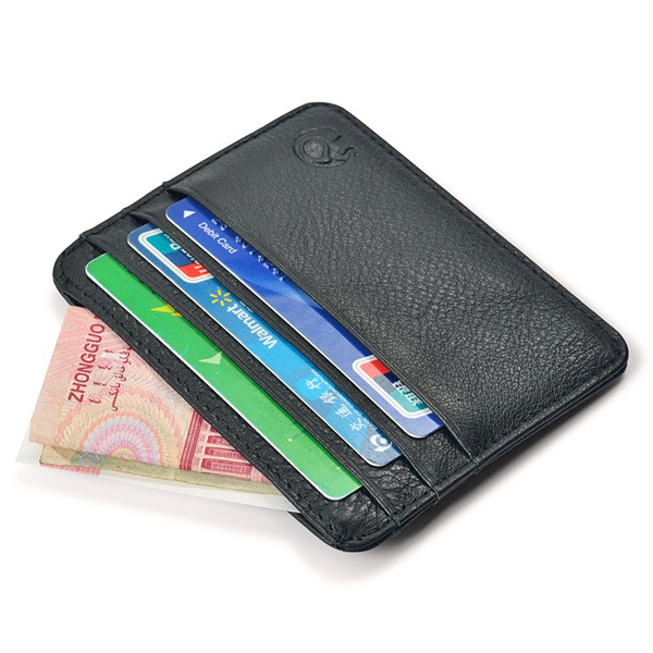 Retro Real Leather Mens Slim Credit Card Holder Bus Subway Campus Cards ...