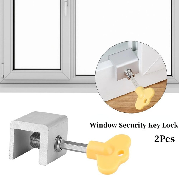 2Pcs Window Security Key Lock Sliding Doors Windows Restrictor Child ...