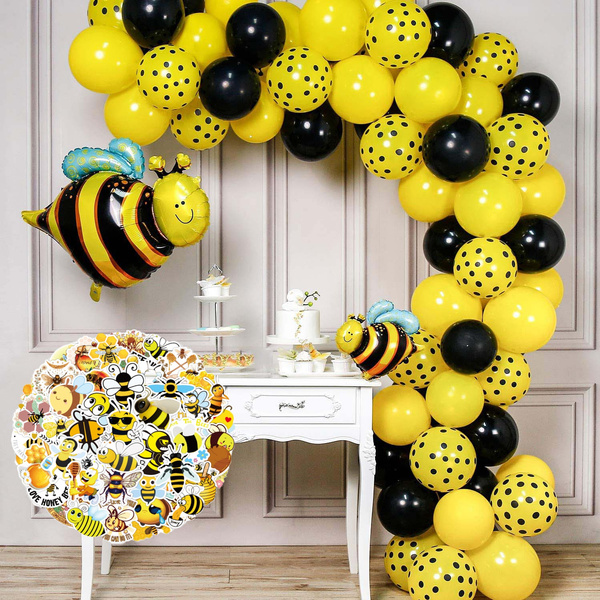 Bee Theme Party Decor 12" Latex Balloons Bee Foil Balloon Bee Stickers ...