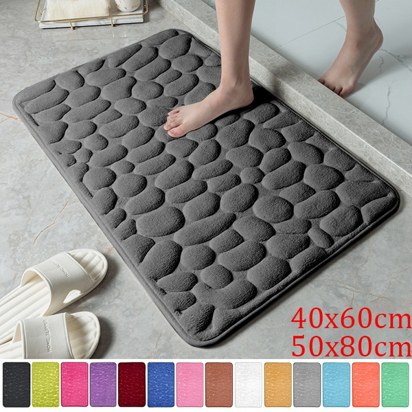 Super Soft Cobblestone Embossed Bathroom Absorbent Bath Mat Coral ...