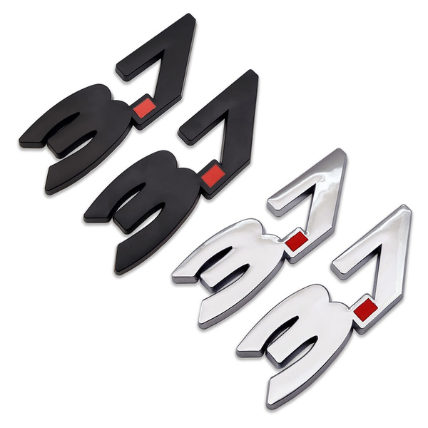 2x Chrome Metal 3.7 Logo Car Emblem 3D 3.7L Side Fender Badge Racing ...