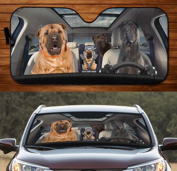Four Shar-Peis Family Car Windshield Auto Sun Shade | Wish