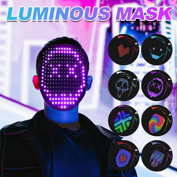 Led Full Face Mask Programmable Mask App Control Halloween Party Masquerade Masks Rechargeable