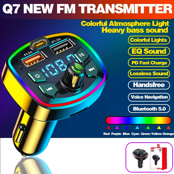 2022 New Car Bluetooth 5.0 FM Transmitter Dual USB Type-C Charger with ...