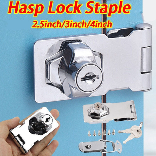 1PC Stainless Steel Hasp Lock Staple Key Hardware Cupboard Shed Door ...
