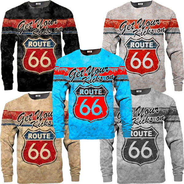 Fashion Men's Route 66 Printed Pullover Round Neck Graphic Tees Comfy ...