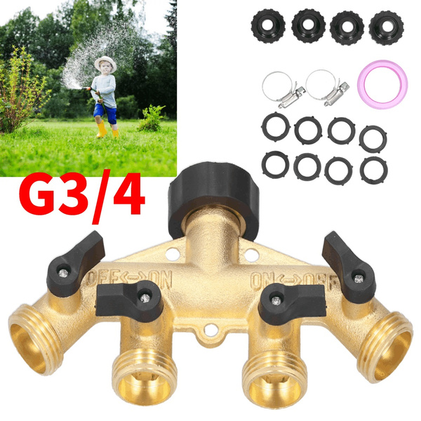 G3/4 4‑Way Water Hose Splitter Garden Hose Adapter Watering Connector ...