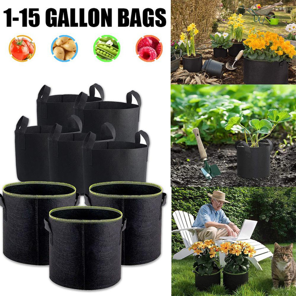 NonWoven Aeration Fabric Pots with Handles Flap Garden Vegetable ...