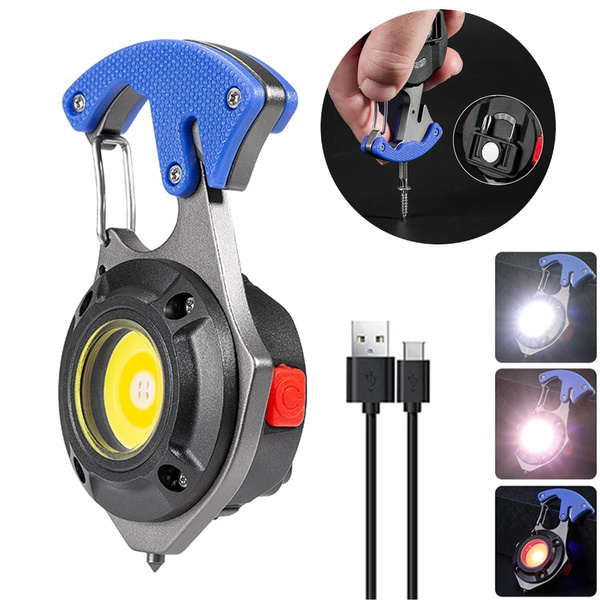 Multifunction Outdoor COB LED Flashlight USB C Rechargeable Keychain ...