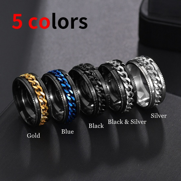 New Rotatable Fidget Rings for Anxiety Stainless Steel Spinner Ring ...