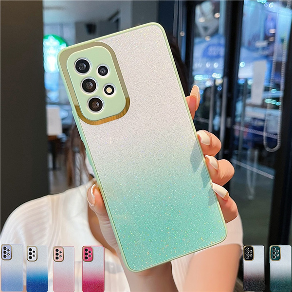 Gradient Color with Glitter Pattern Silicone Phone Case for Samsung Galaxy A53 S22 S21 S20 FE ...