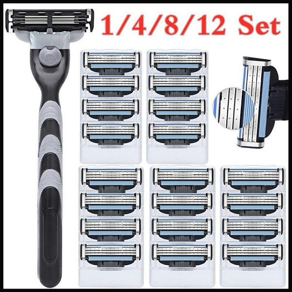 1/4/8/12 Set Men's 3-layer Razor High Quality Razor Blade Men's Hair ...