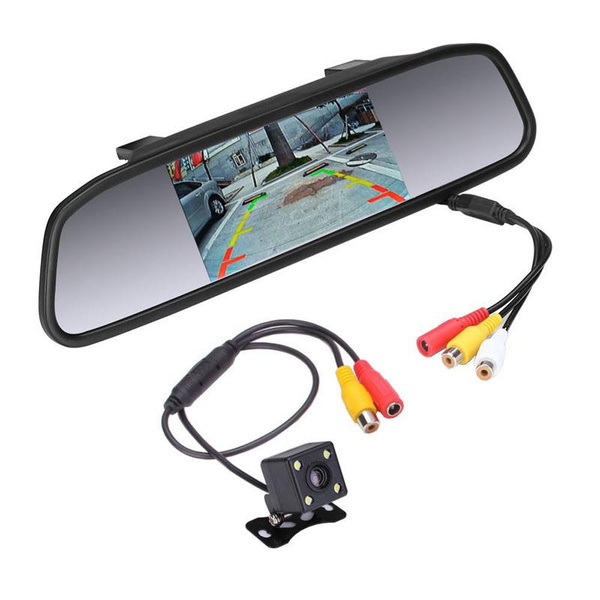 4.3" TFT LCD Car Rearview Mirror Monitor, 4 LED Night Vision CCD Car ...