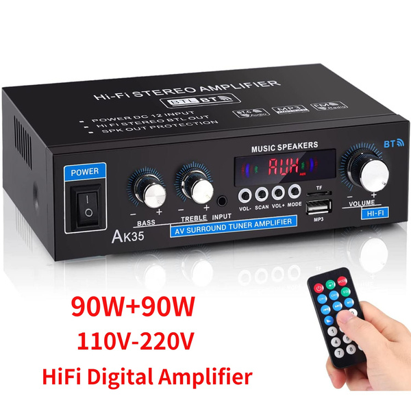 AK35 90W+90W Mini HiFi Digital Amplifier, 2 Channel Bluetooth 5.0 Sound ...